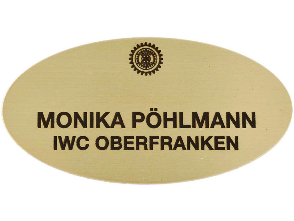 IW Navneskilt oval messing med graveveret logo